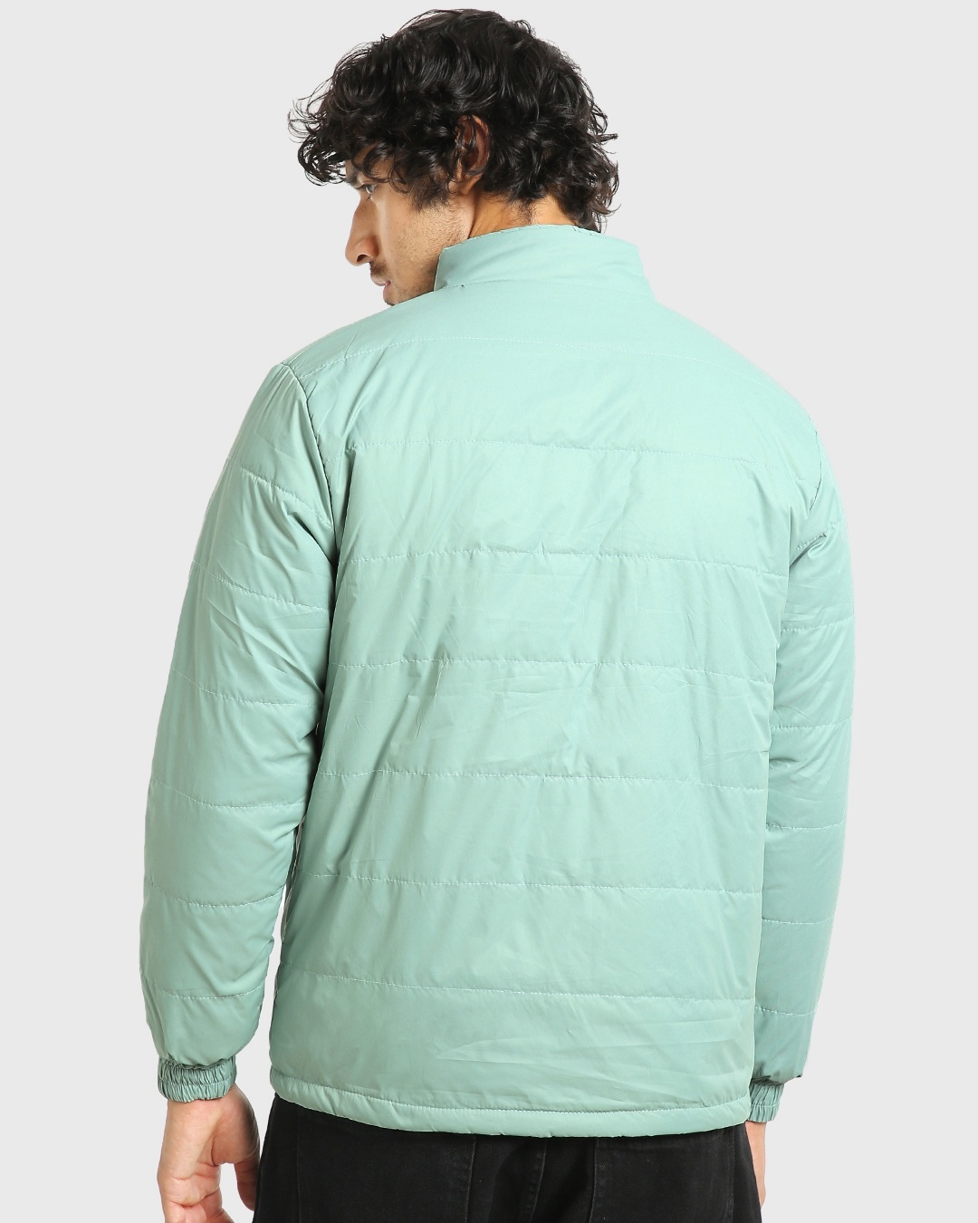 Buy Men's Blue and Sage Reversible Puffer Jacket Online at Bewakoof