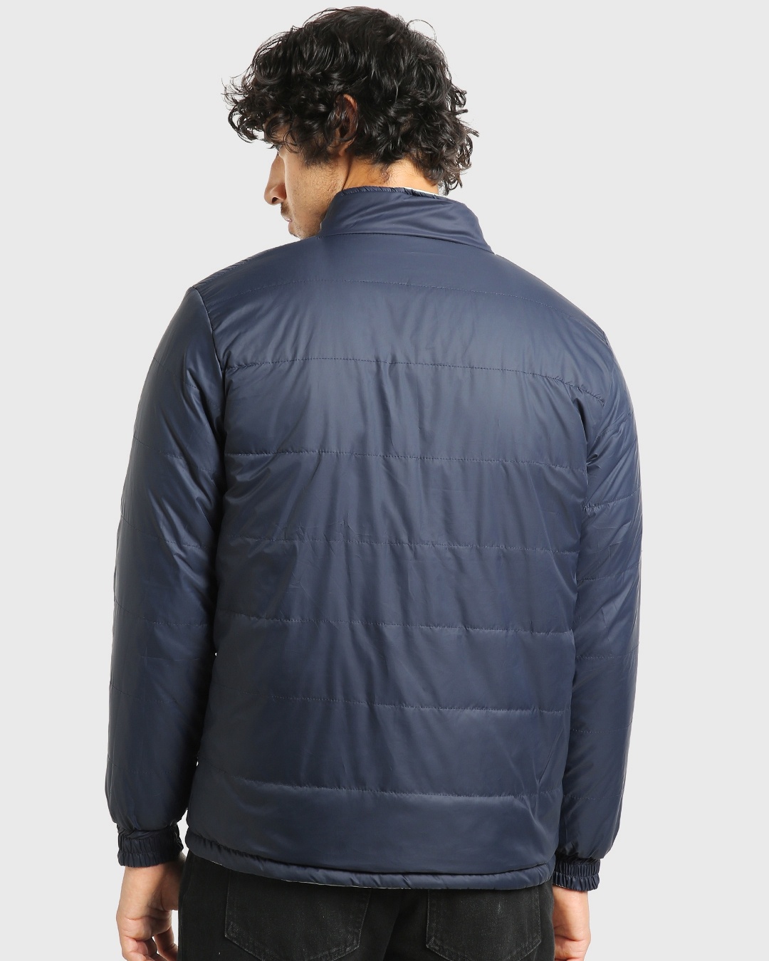 Buy Men's Blue and Sage Reversible Puffer Jacket Online at Bewakoof