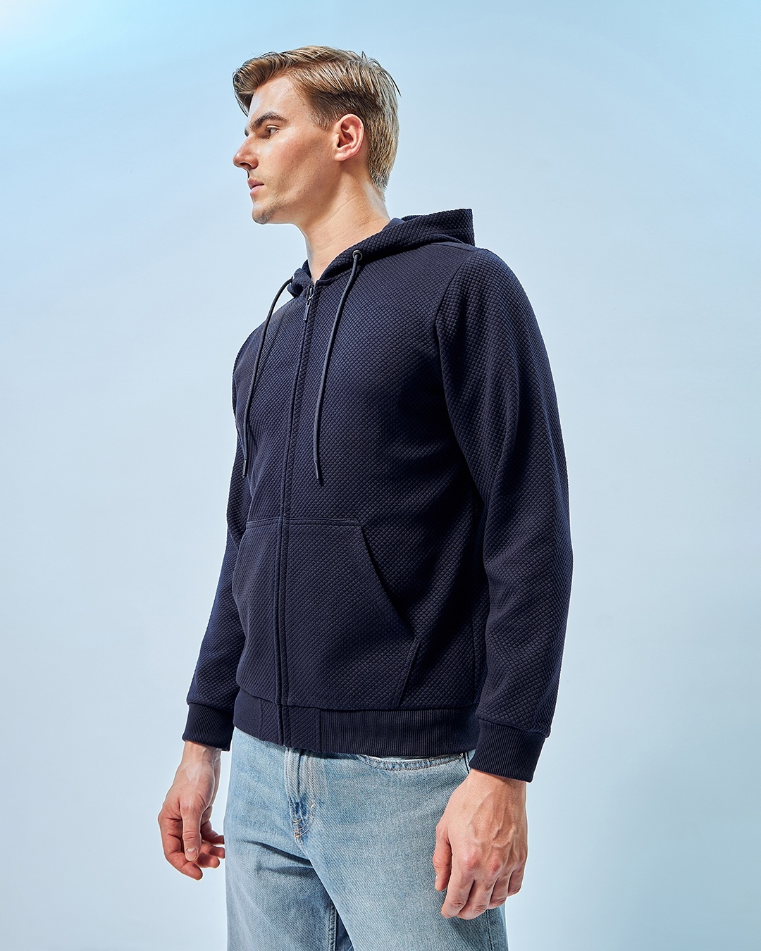 Buy Men's Blue Zipper Hoodie Online at Bewakoof