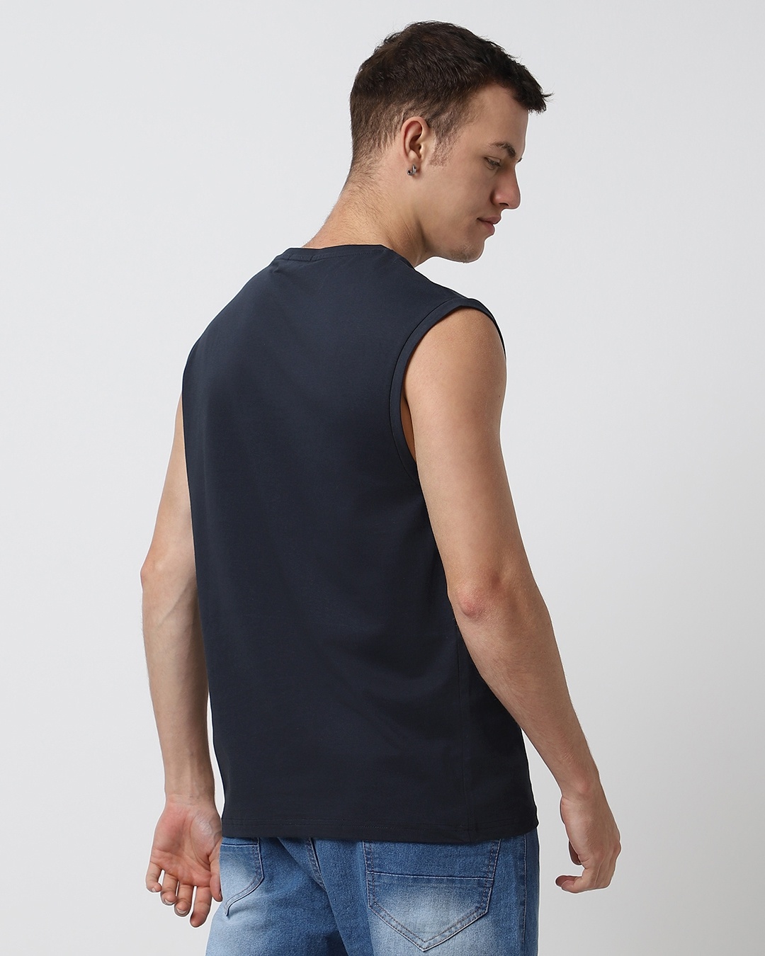 Buy Men's Blue Icon Graphic Printed Boxy Fit Vest Online at Bewakoof