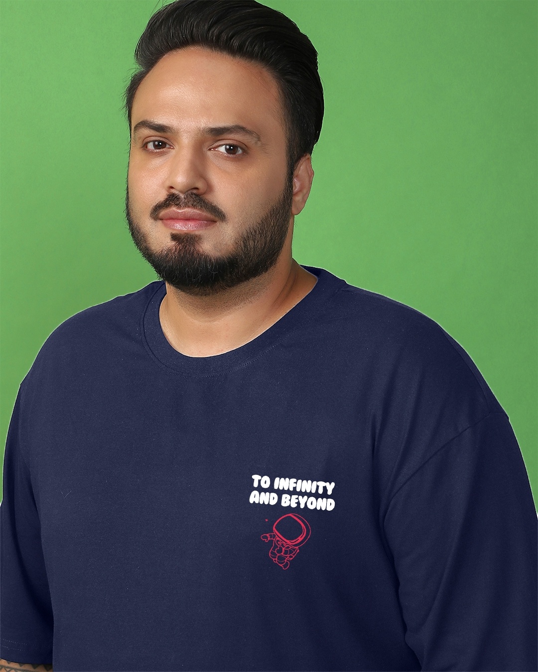 Buy Men's Blue Infinity Space Graphic Printed Oversized Plus Size T ...