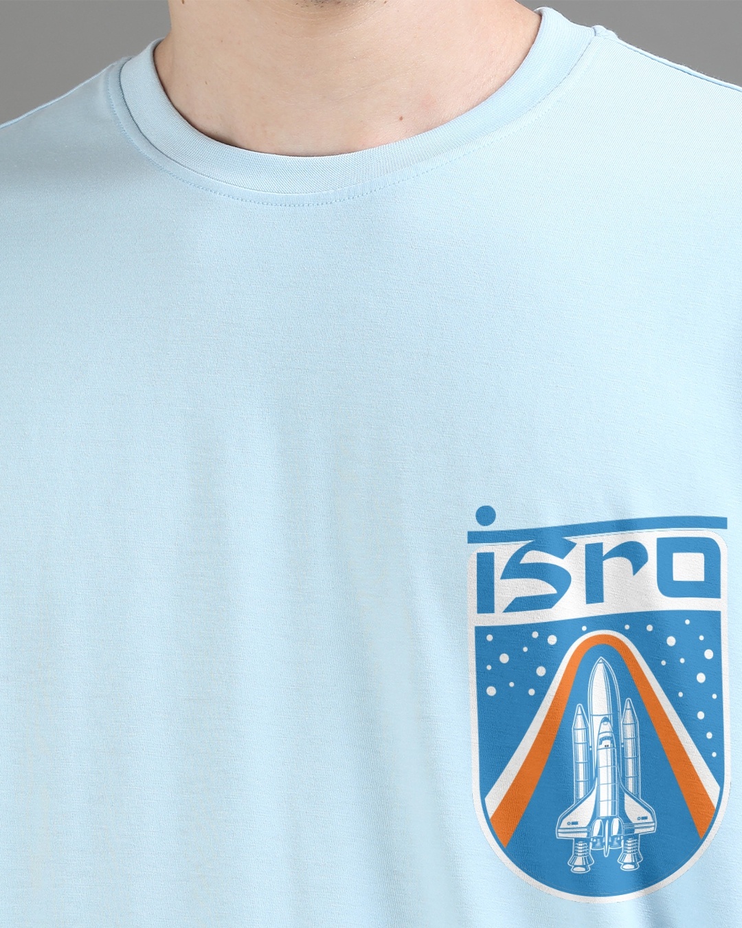 Buy Men's Blue ISRO Graphic Printed Oversized T-shirt Online at Bewakoof