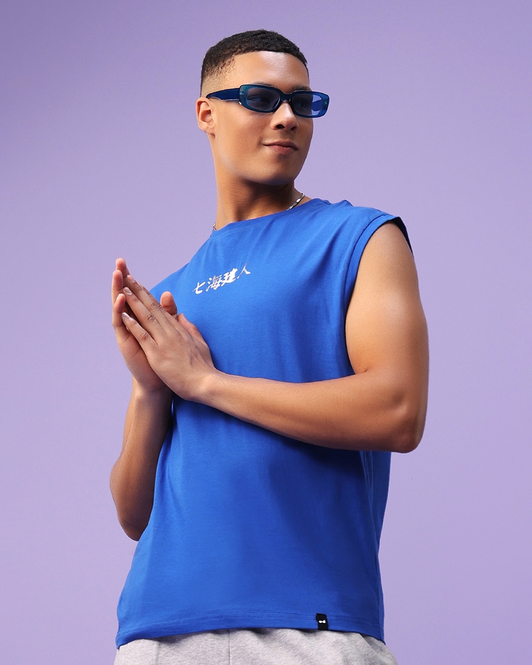 Buy Men's Blue Kento Nanami Graphic Printed Boxy Fit Vest Online at ...