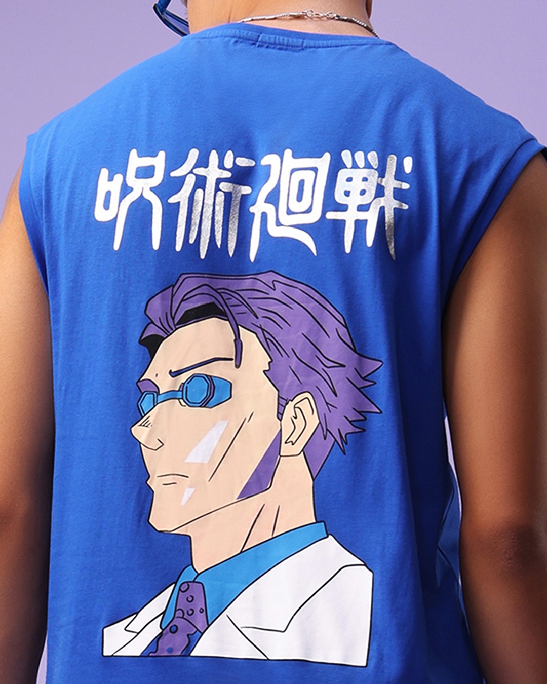 Buy Men's Blue Kento Nanami Graphic Printed Boxy Fit Vest Online at ...