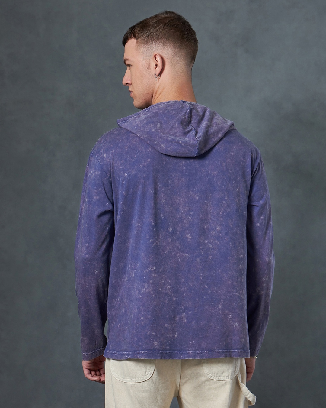 Buy Men's Skipper Blue Oversized Acid Wash Hoodie T-shirt Online at ...