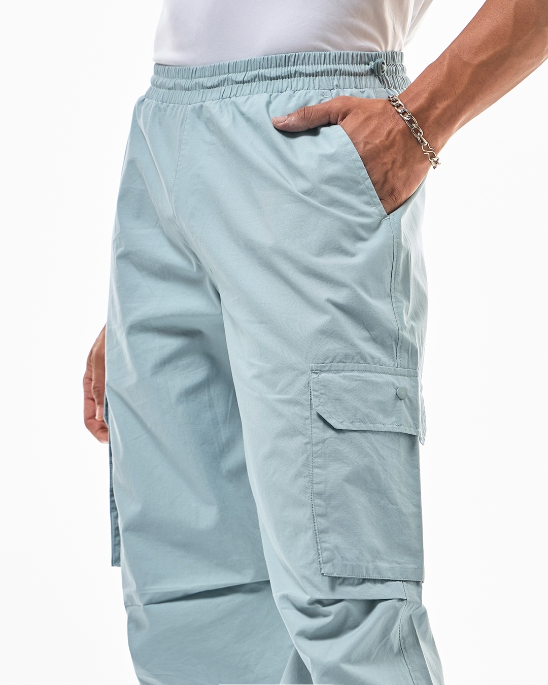 Buy Men's Skipper Blue Oversized Cargo Parachute Pants Online at Bewakoof