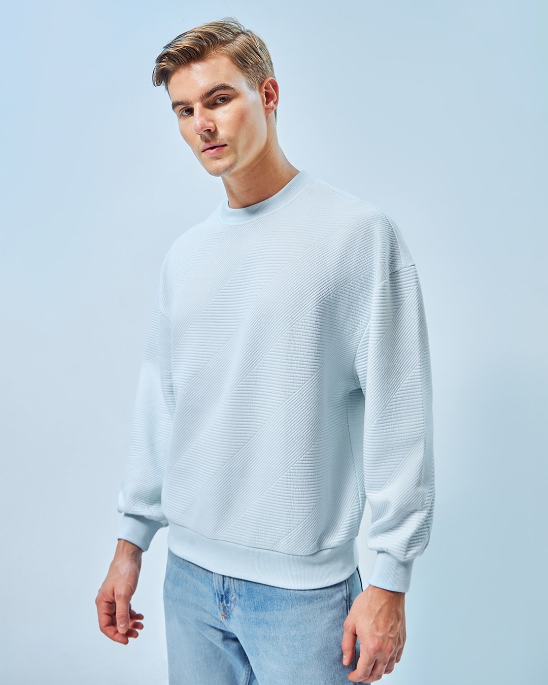 Buy Men's Blue Oversized Sweatshirt Online at Bewakoof