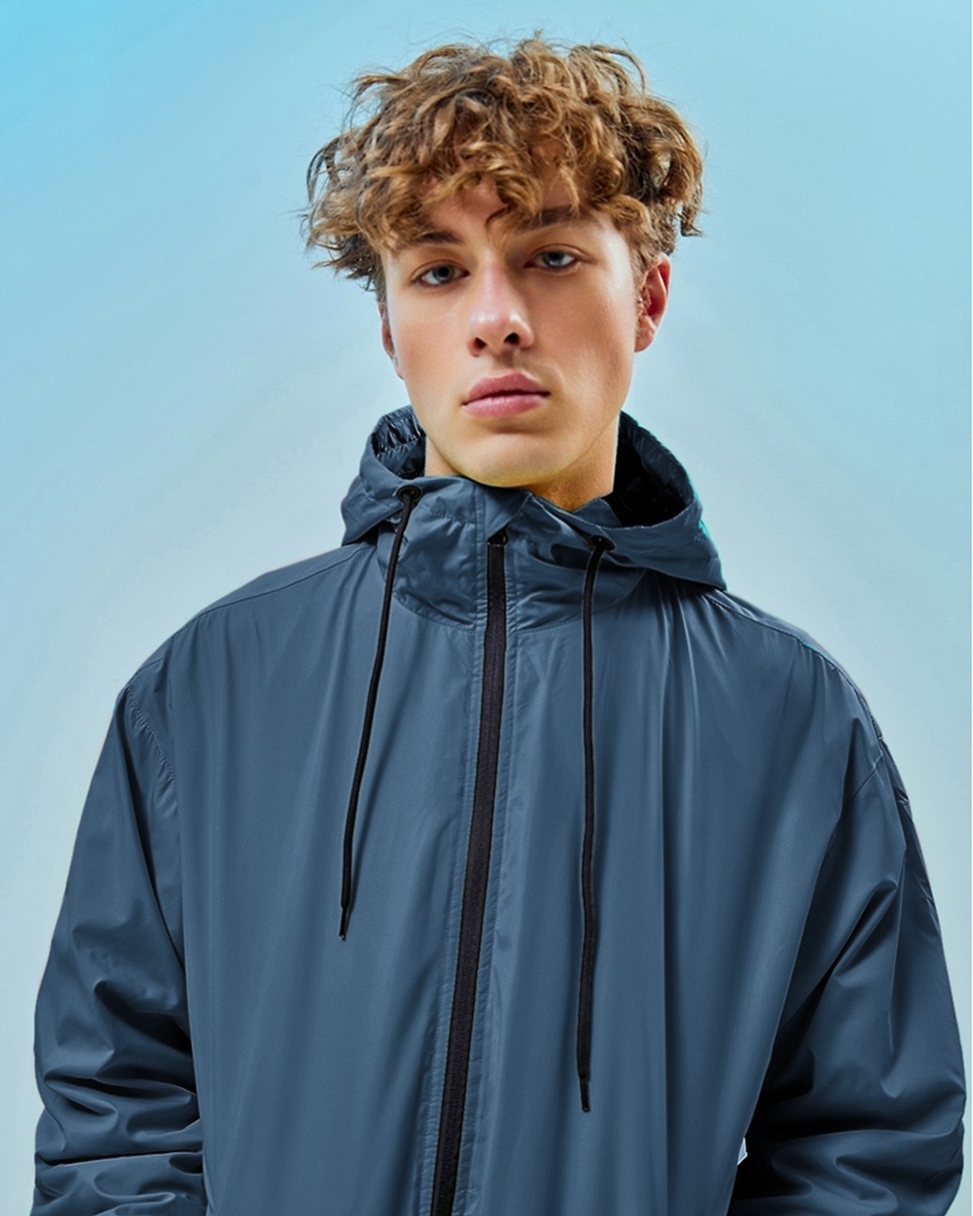 Buy Men's Blue Oversized Windcheater Jacket Online at Bewakoof
