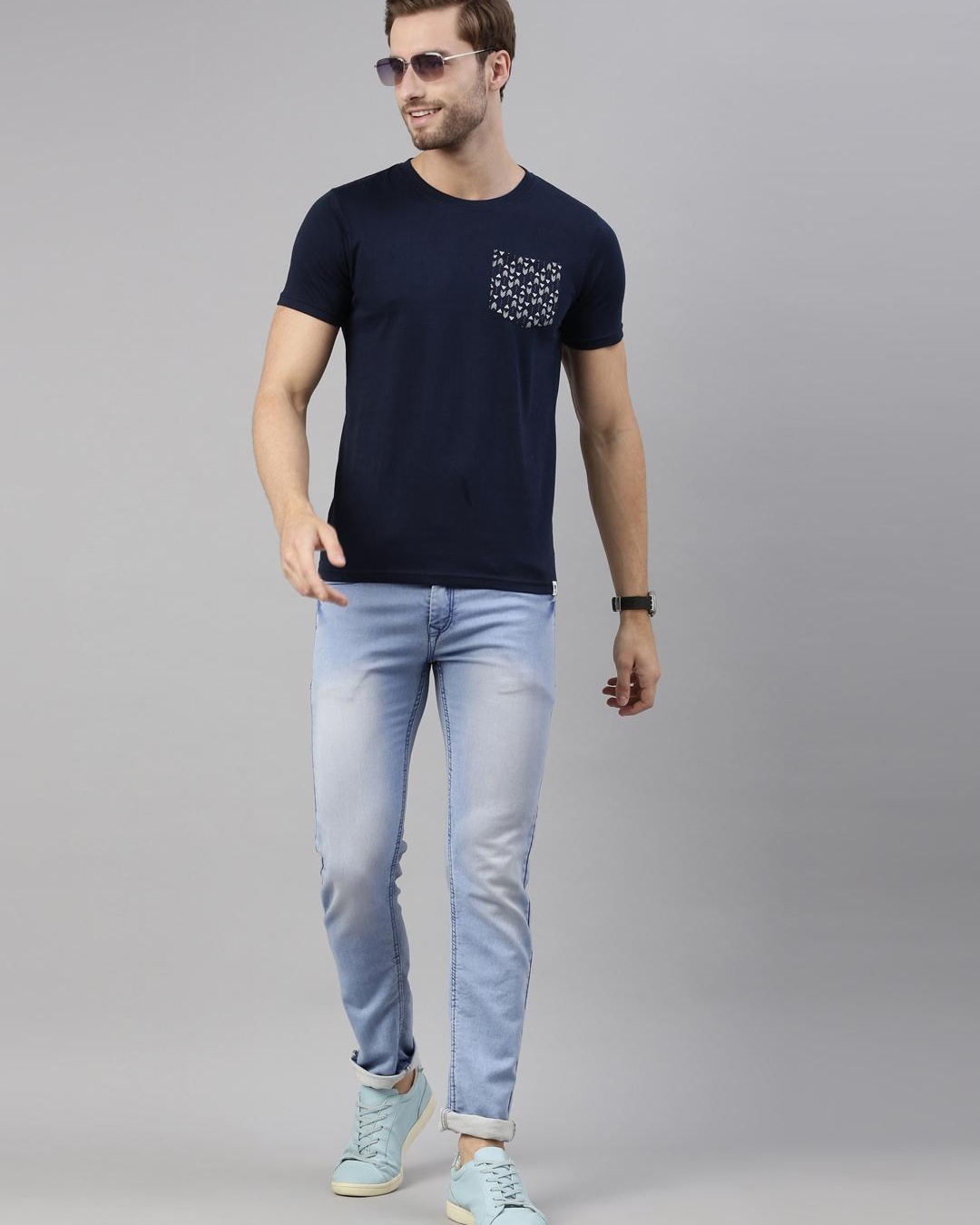 Buy Men's Blue Printed T-shirt for Men Blue Online at Bewakoof