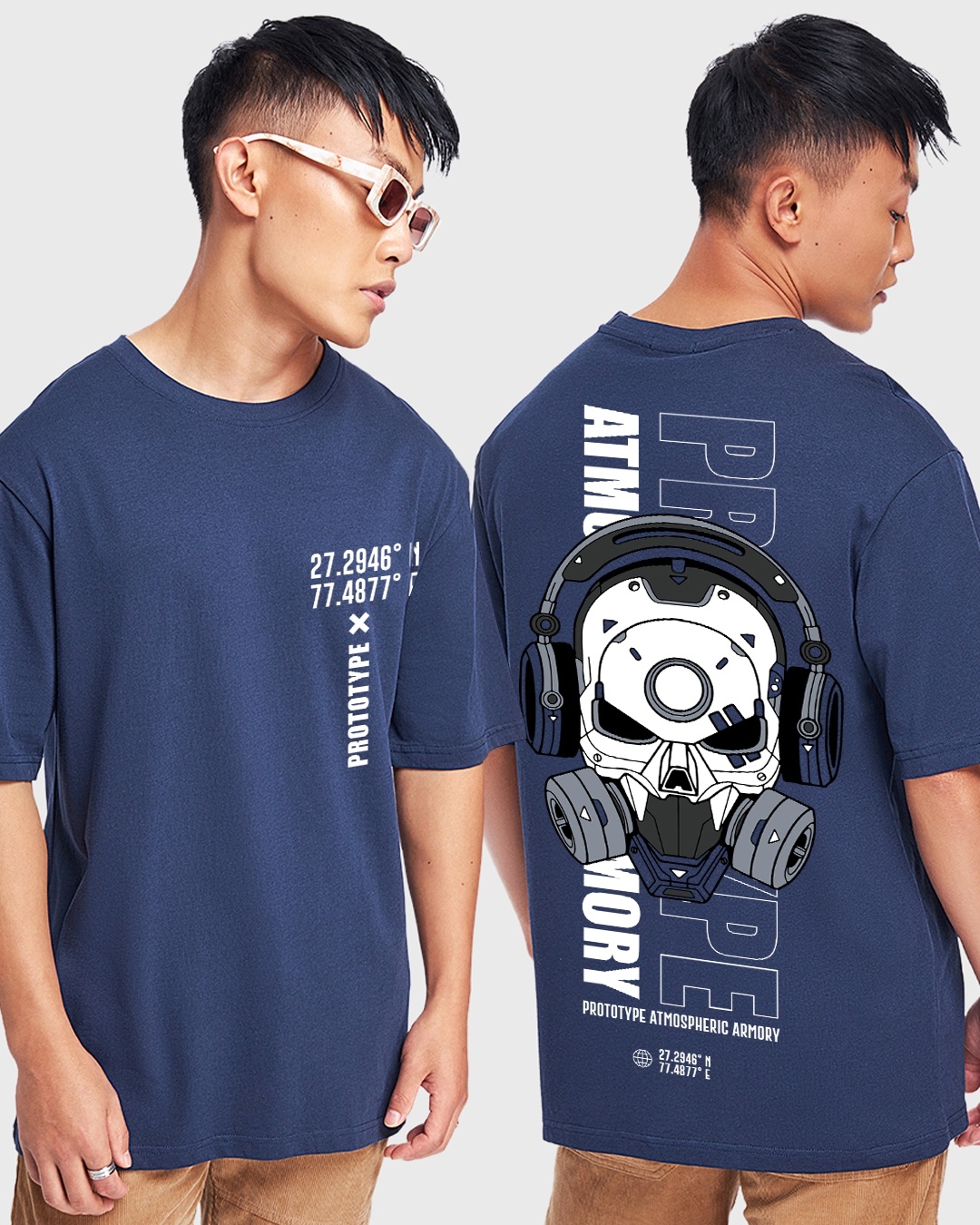 Buy Men's Blue Prototype Graphic Printed Oversized T-shirt for Men blue ...