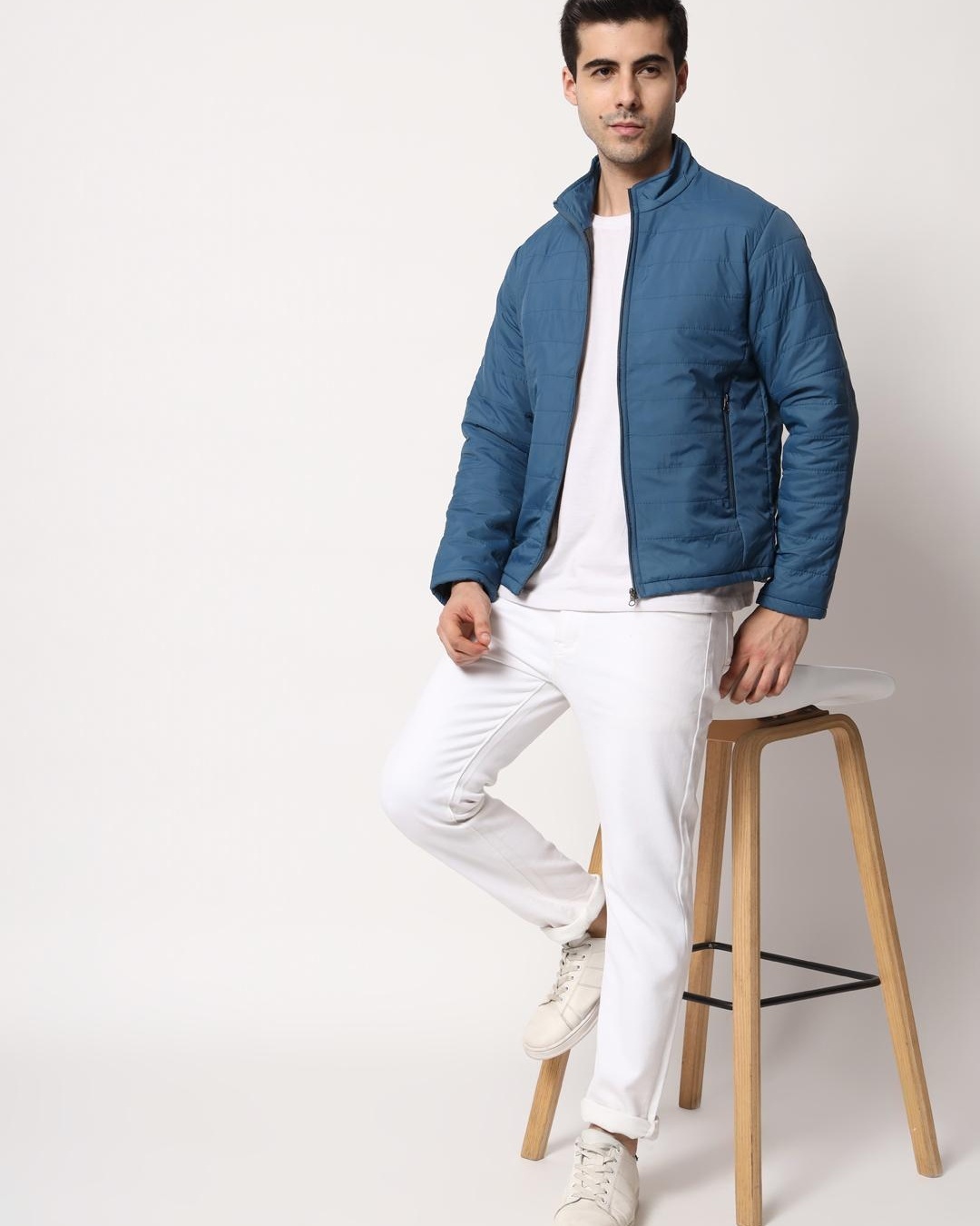 Buy Men's Blue Puffer Jacket for Men Blue Online at Bewakoof