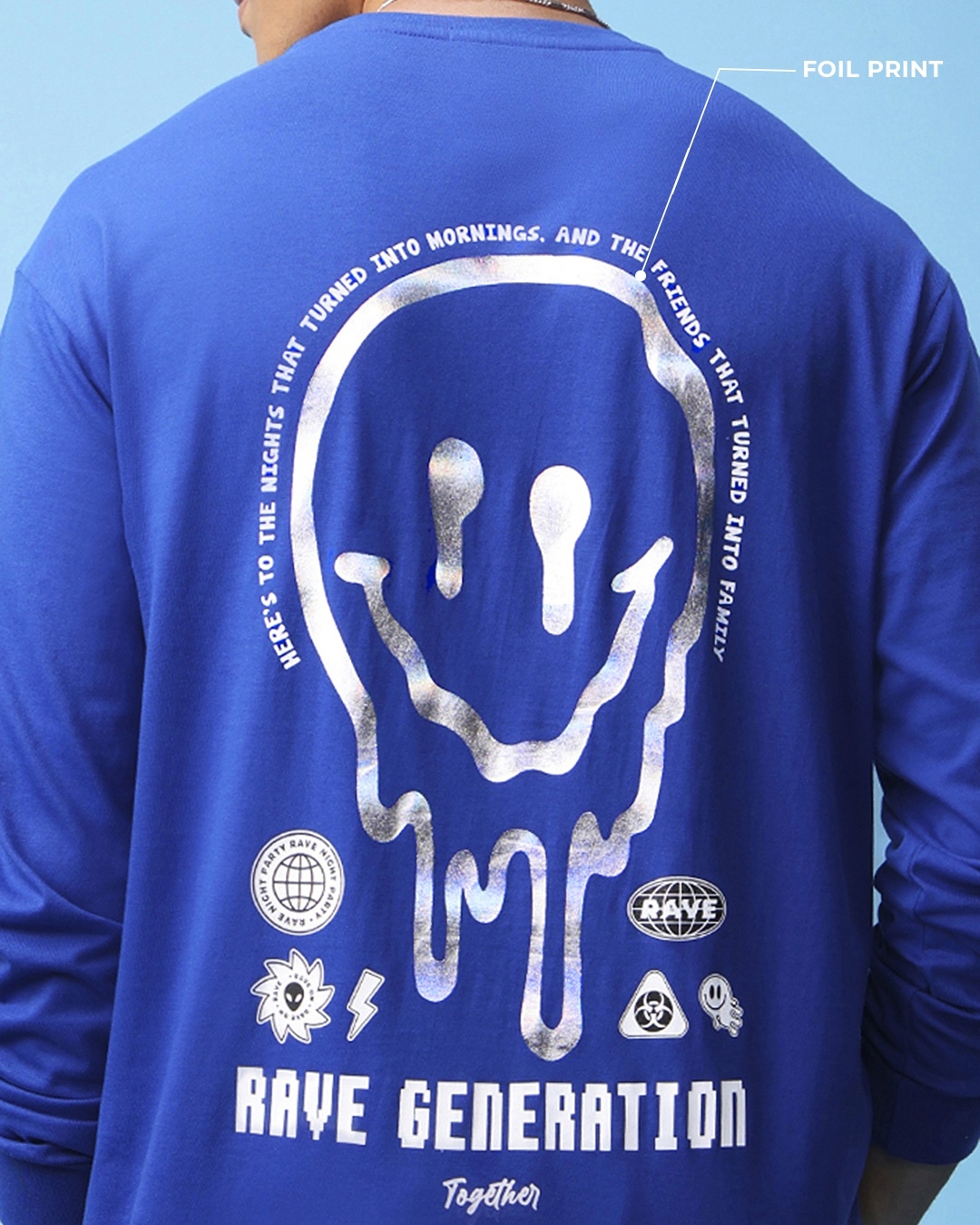 Buy Men's Blue Rave Generation Graphic Printed Oversized T-shirt Online ...