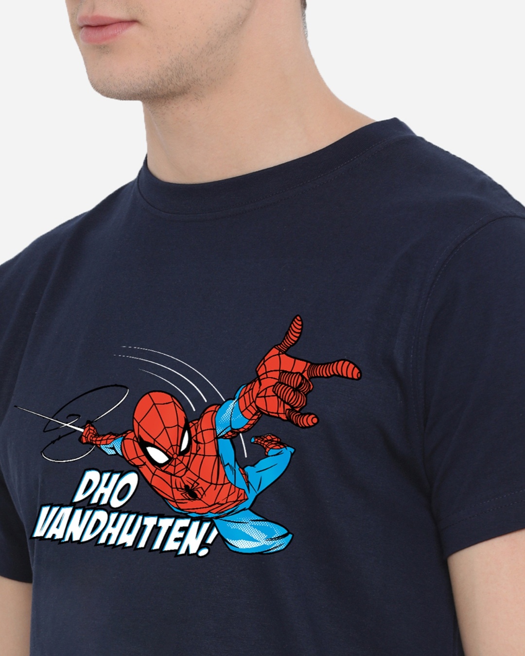 Buy Men's Blue Spider Man Dho Vandhutten Graphic Printed T-shirt for ...