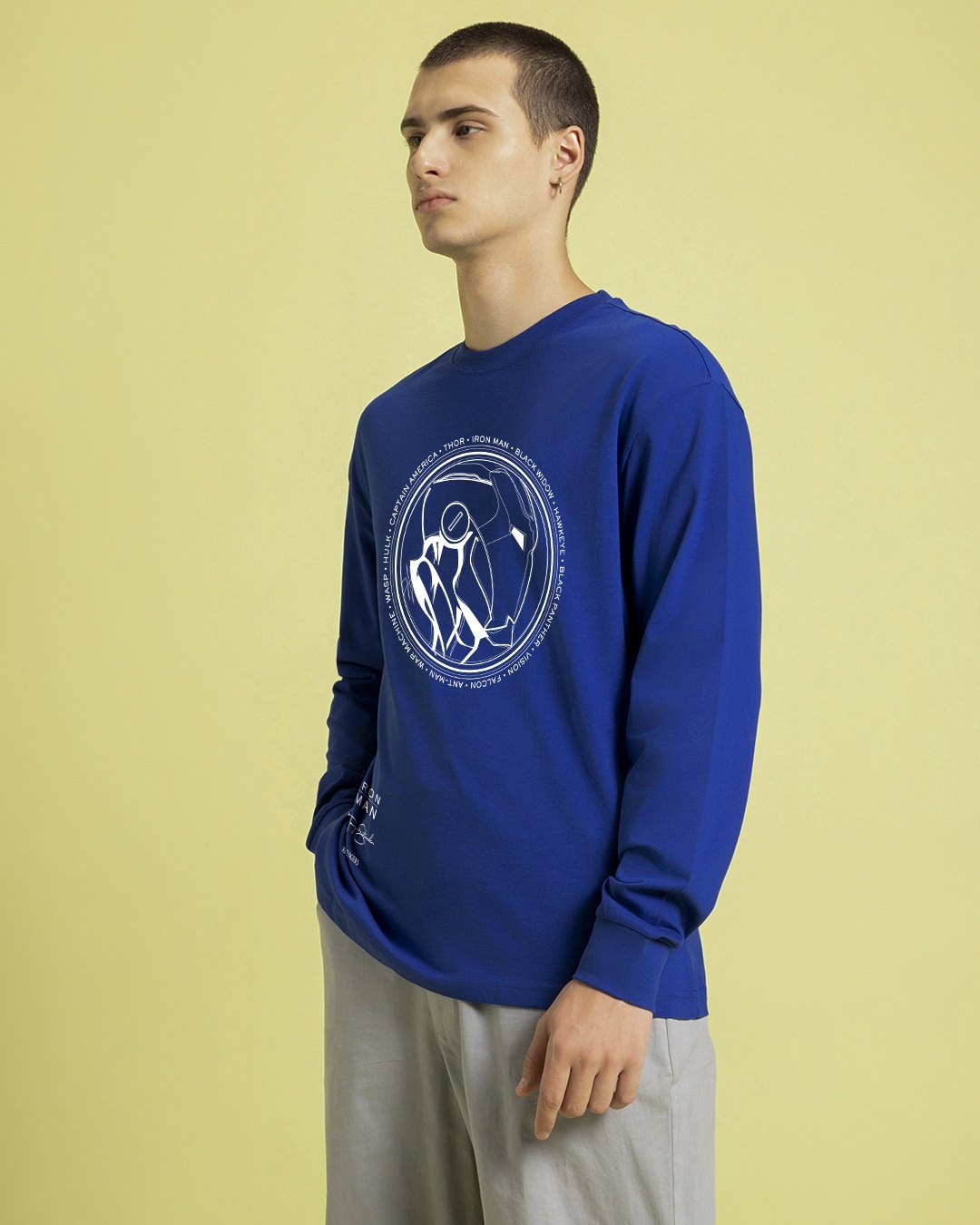 Buy Men's Blue Stark Graphic Printed Oversized T-shirt Online at Bewakoof