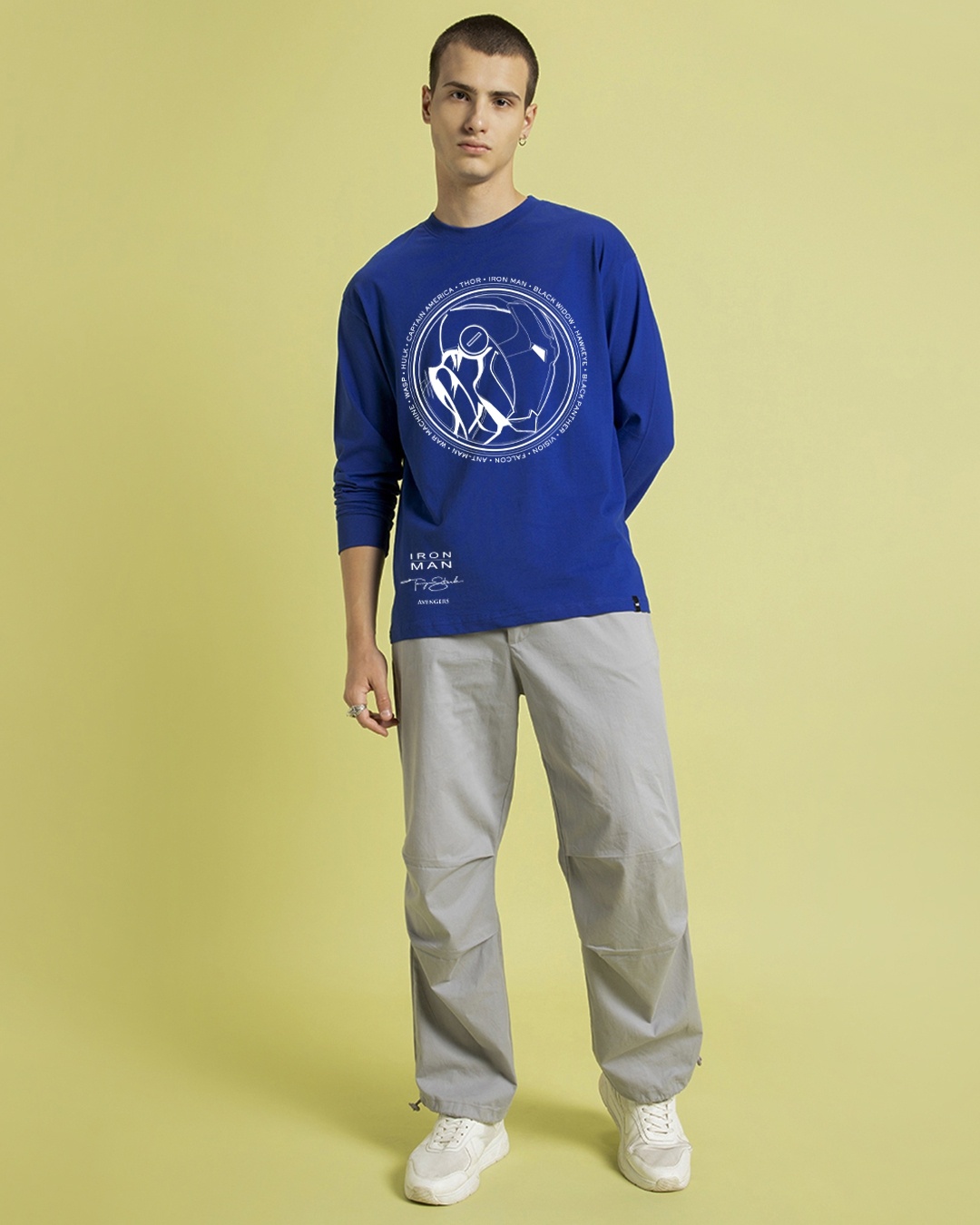 Buy Men's Blue Stark Graphic Printed Oversized T-shirt Online at Bewakoof