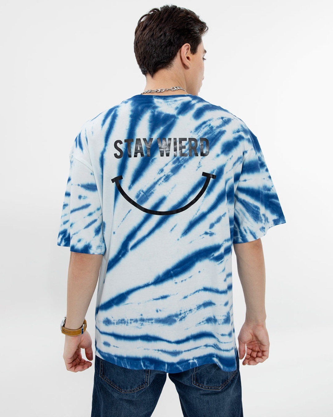Buy Mens Blue Stay Weird Tie And Dye Oversized T Shirt Online At Bewakoof