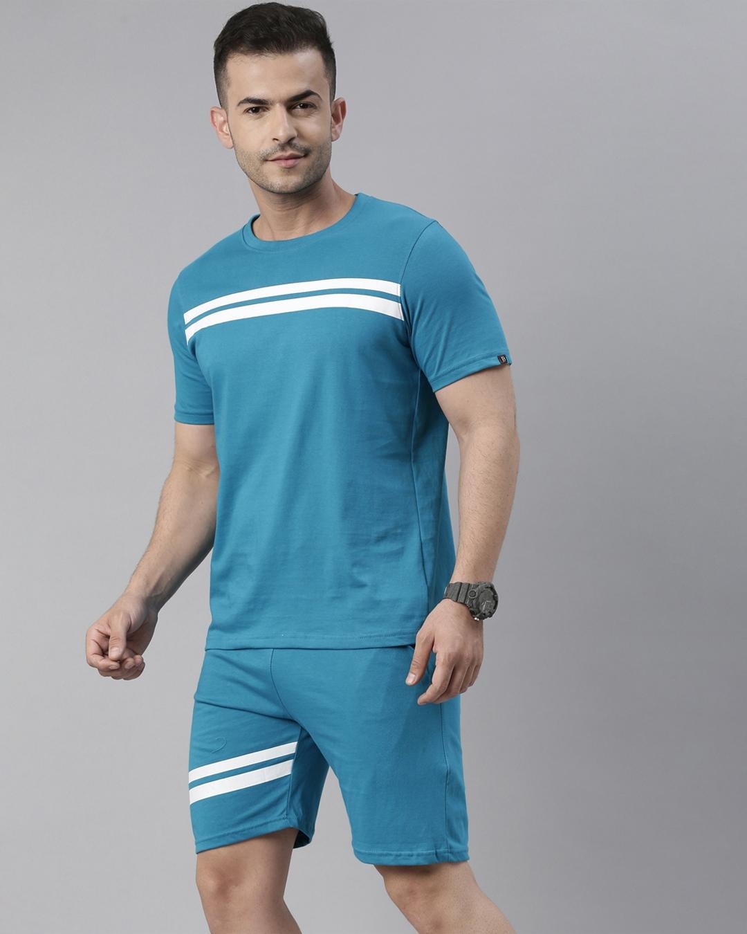 Buy Men's Blue Striped Co-ord Set Online in India at Bewakoof