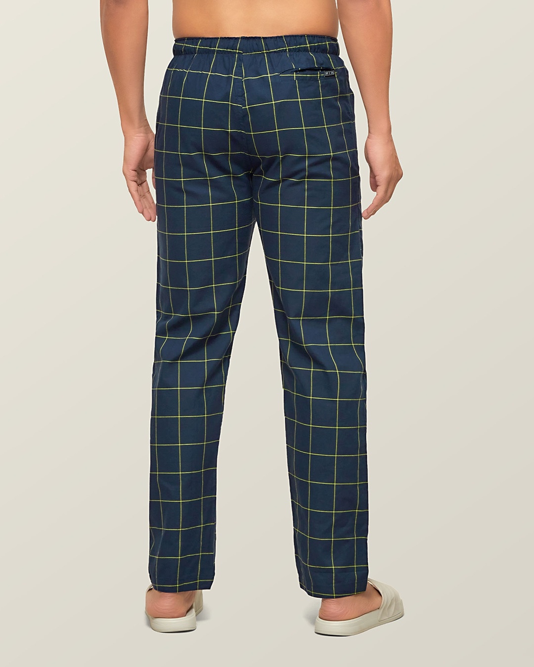 Buy Pack of 2 Men's Blue & Grey Super Combed Checkered Pyjamas Online ...