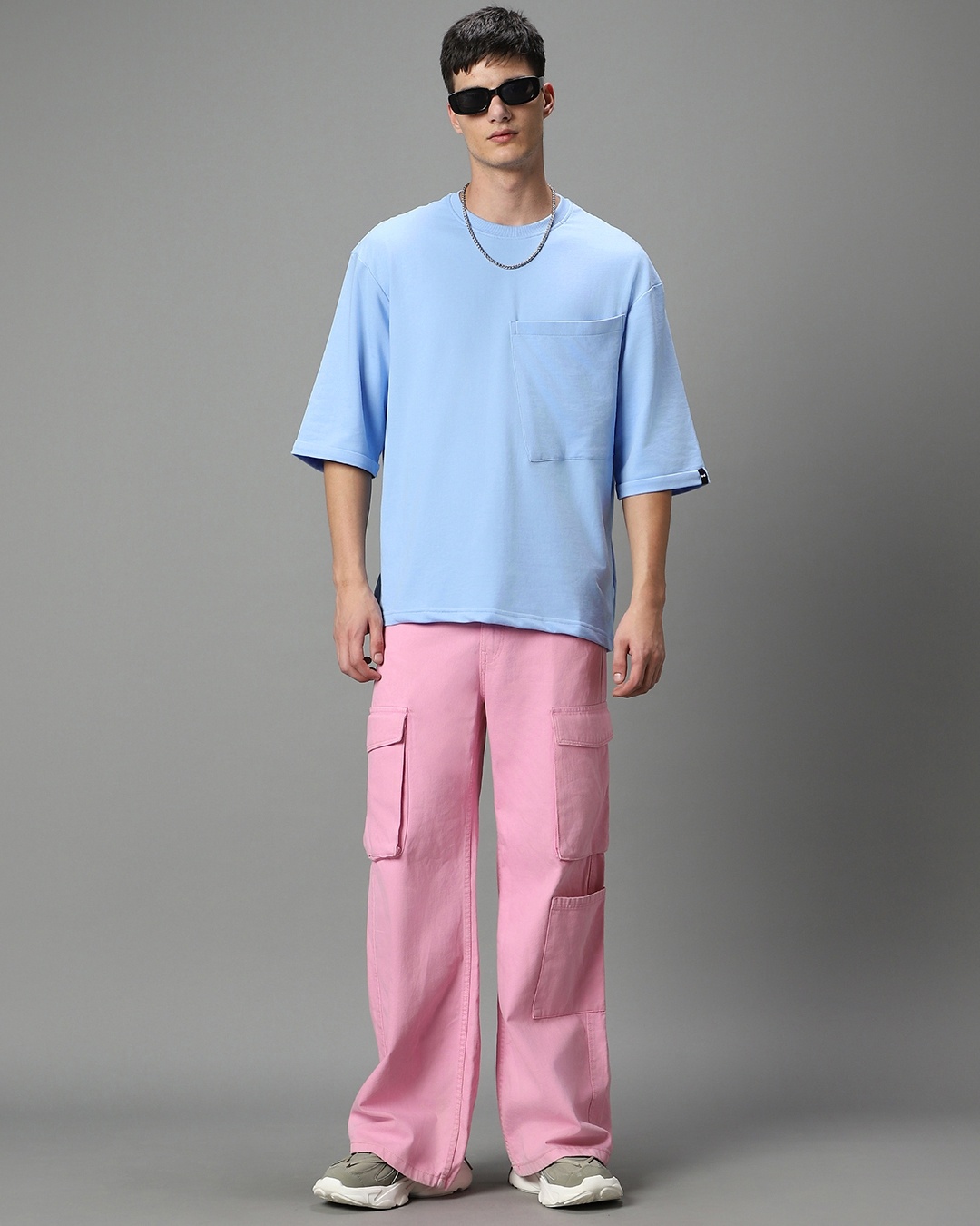 Buy Men's Blue Super Loose Fit T-shirt Online at Bewakoof