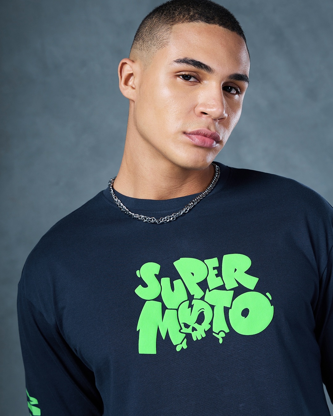 Buy Men's Blue Supermoto Graphic Printed Oversized T-shirt Online at ...