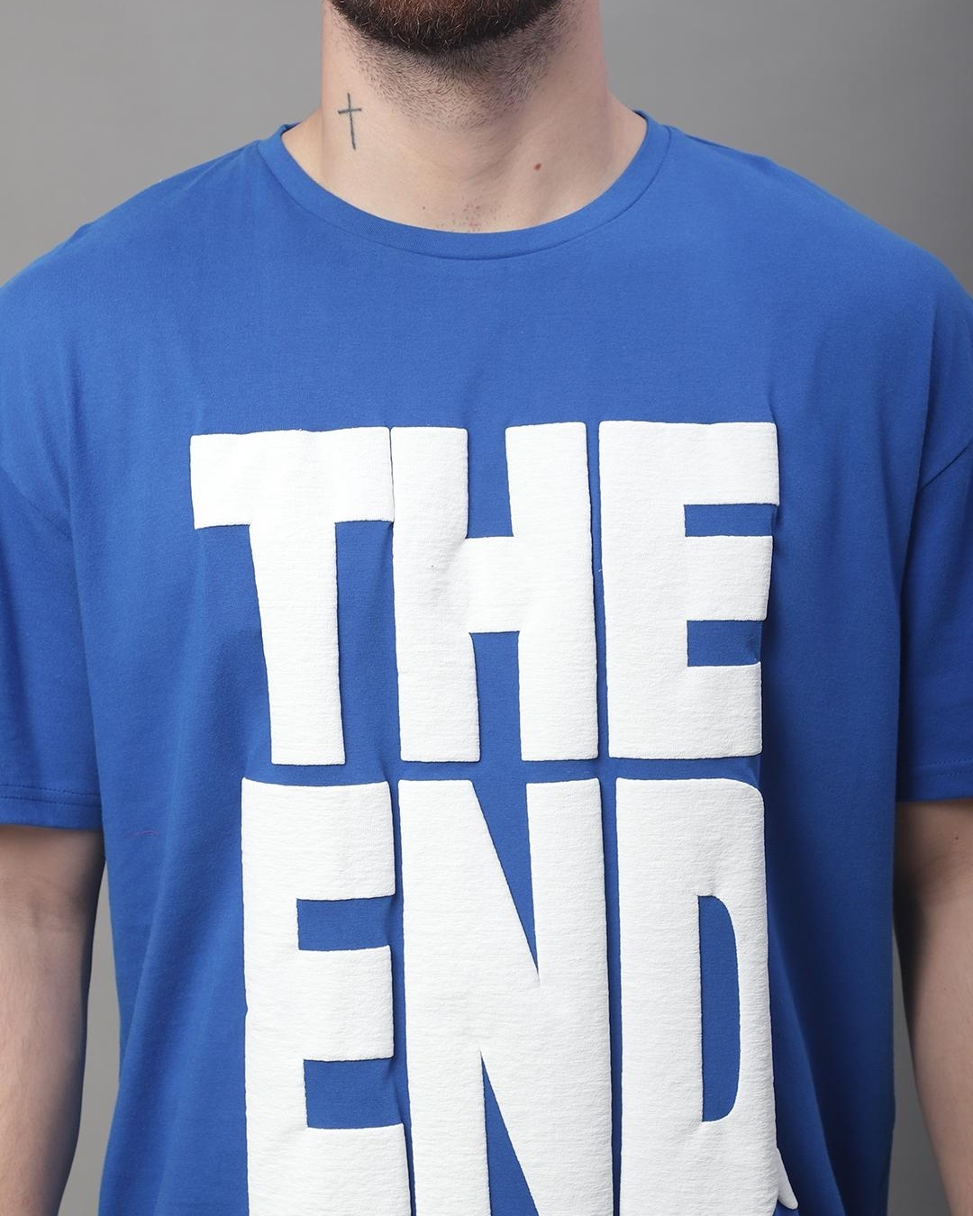 Buy Men's Blue The End Typography Super Loose Fit T-shirt Online at ...