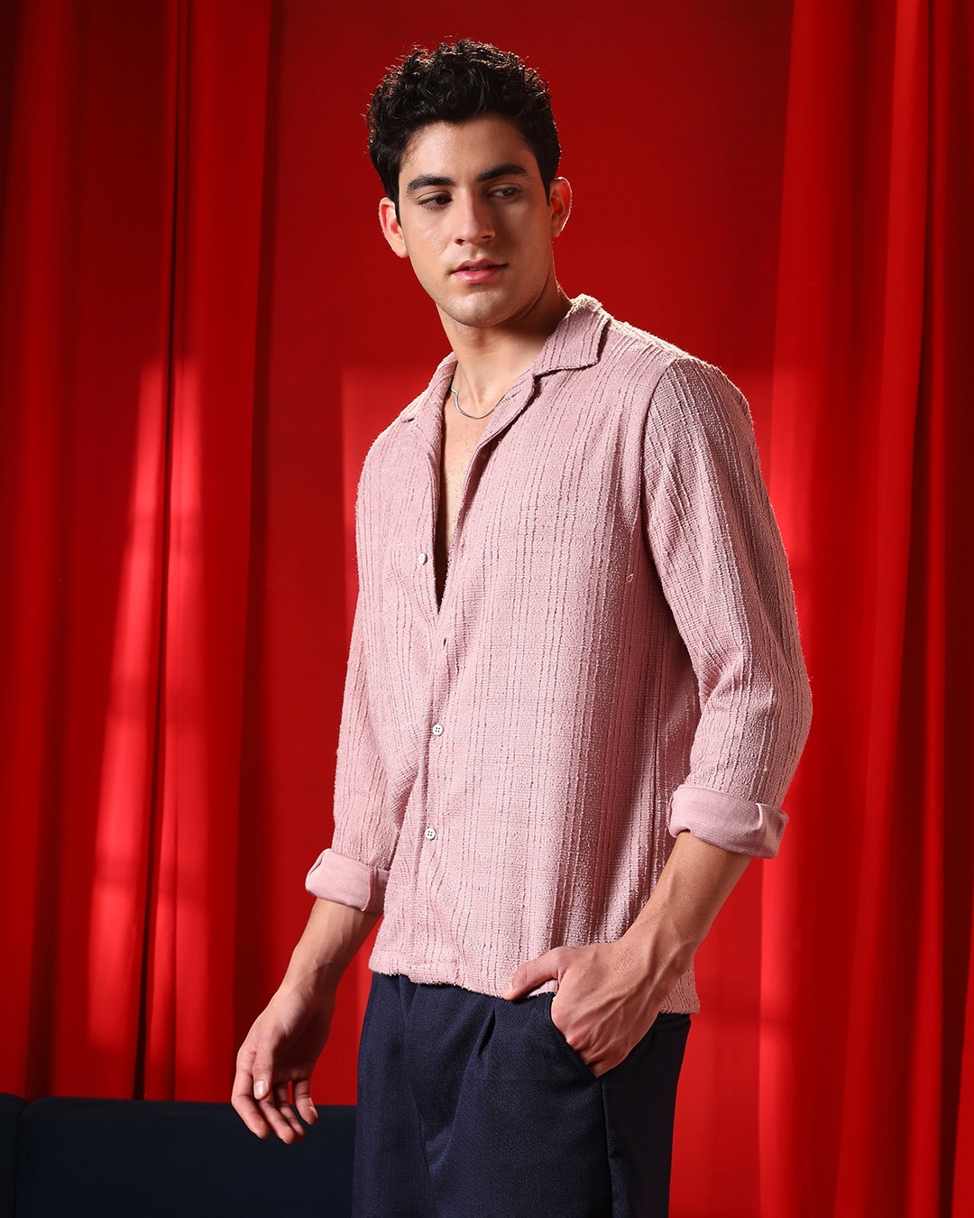 Buy Men's Blush Pink Textured Shirt Online at Bewakoof