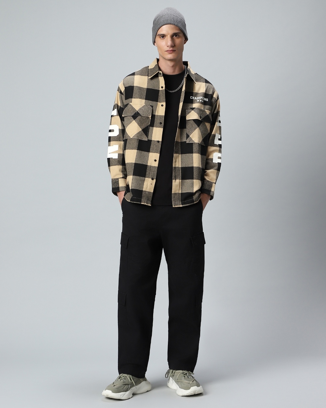 Buy Men's Brown & Black Reb Checked Oversized Shirt Online at Bewakoof