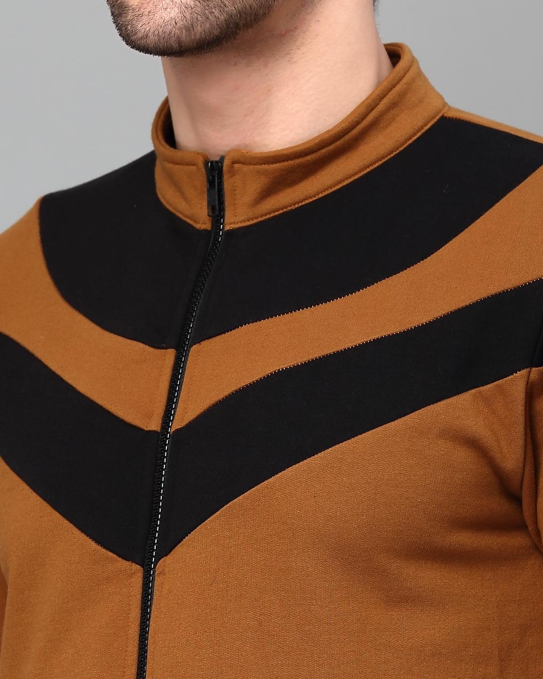 Buy Men's Brown Color Block Slim Fit Jacket Online at Bewakoof