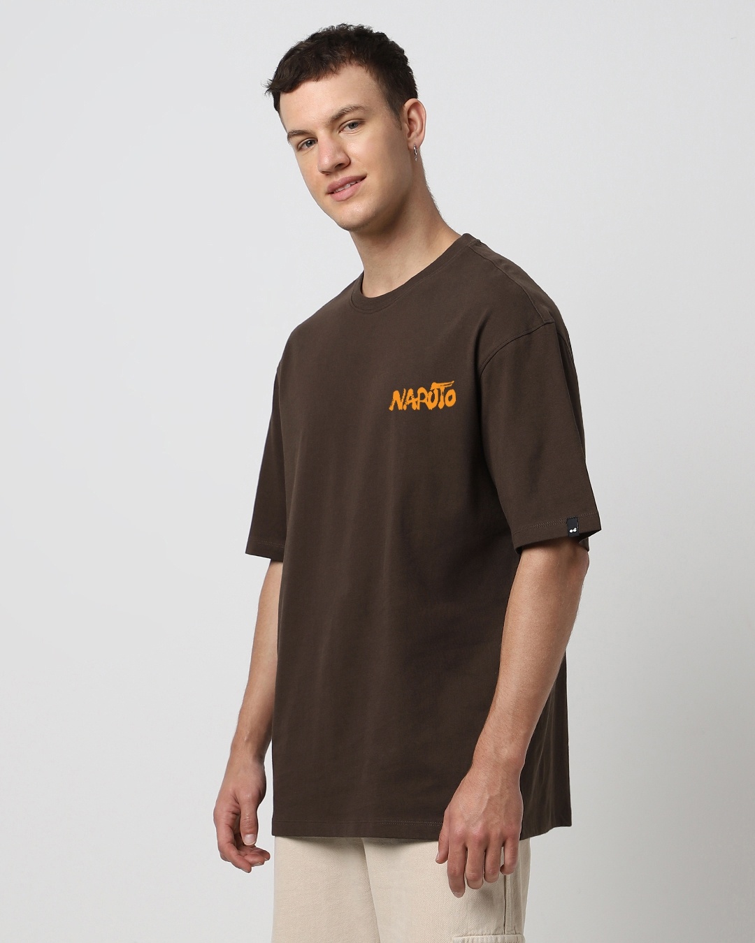 Buy Men's Brown Dattebayo Graphic Printed Oversized T-shirt Online at ...