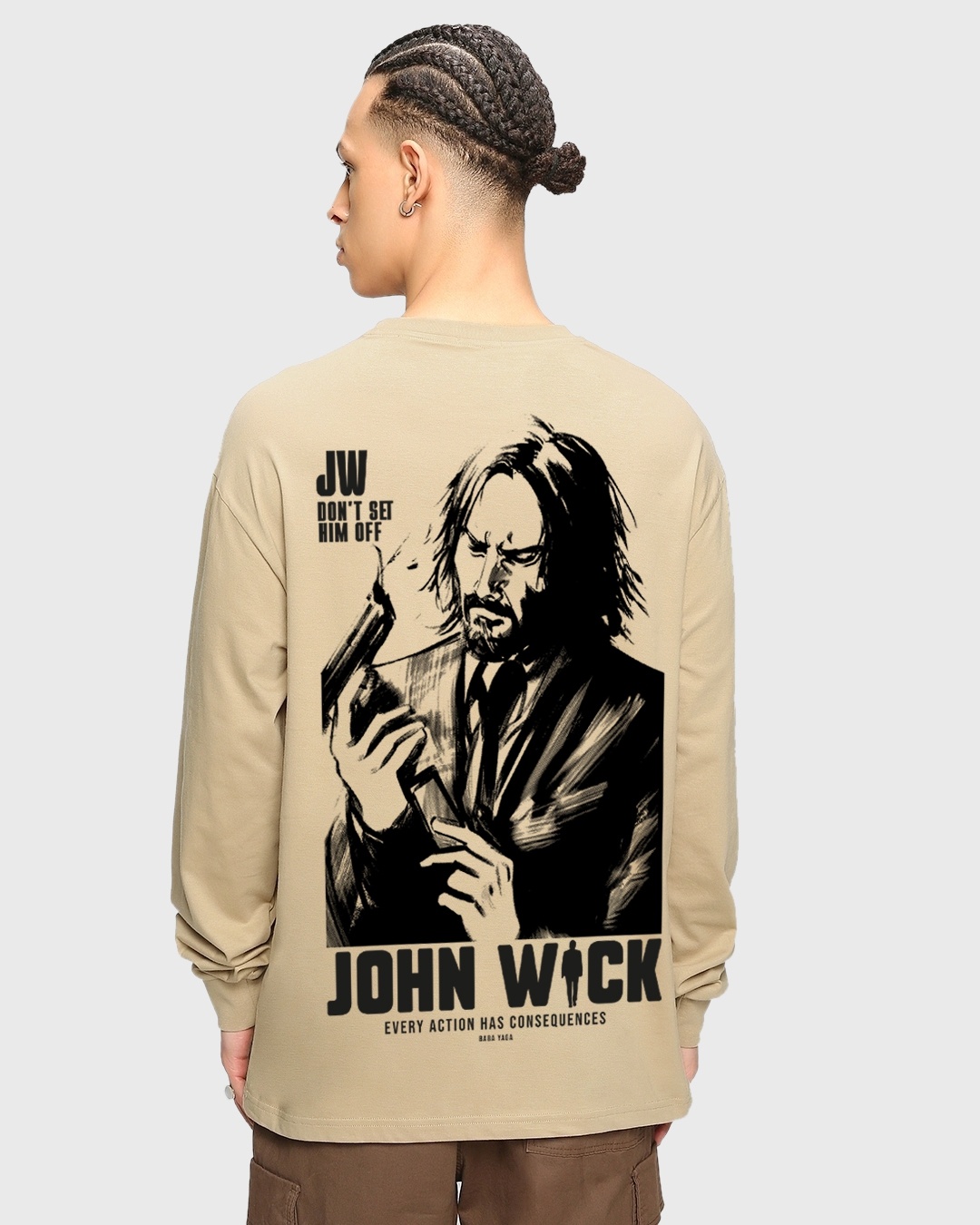Buy Men's Brown John Wick 4/1 Graphic Printed Oversized T-shirt Online ...