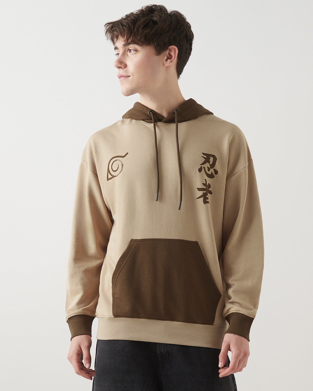 Buy Men's Brown Naruto Graphic Printed Oversized Hoodies Online at Bewakoof
