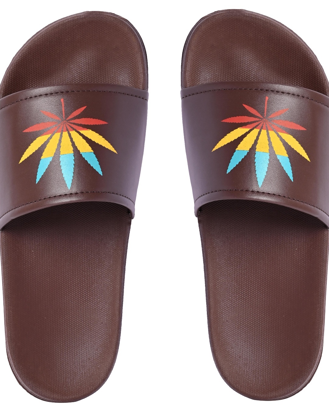 Buy Men's Brown Printed Sliders Online in India at Bewakoof