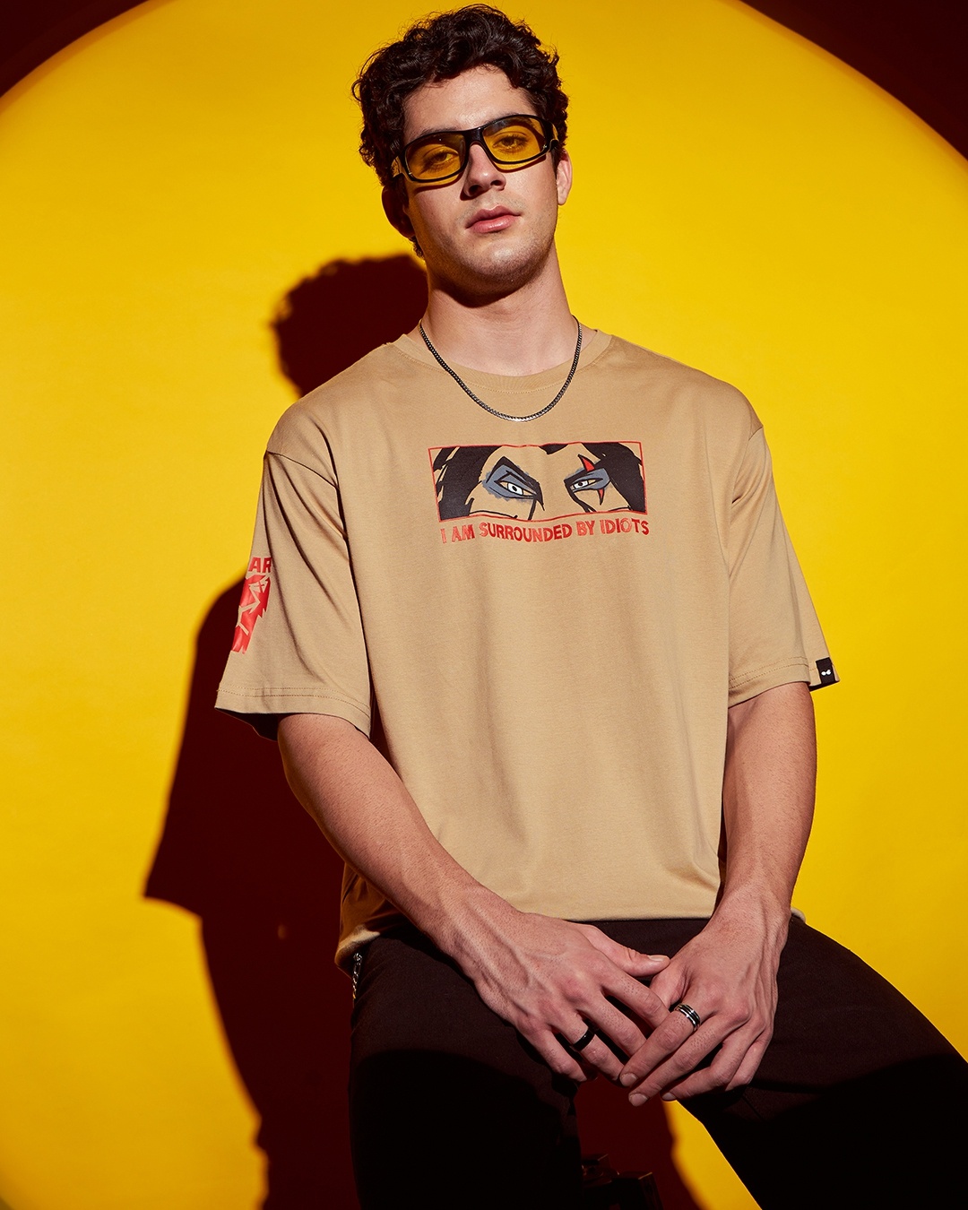 Buy Men's Brown Call Me King Graphic Printed Oversized T-shirt Online ...