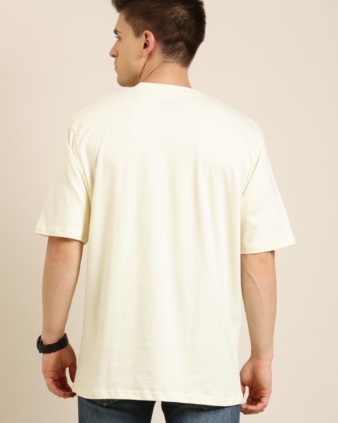 Buy Men's Cream Oversized T-shirt Online at Bewakoof