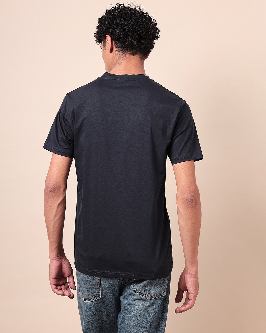 Buy Plain Blue Solid Regular Fit Men's T-shirt Online at Bewakoof