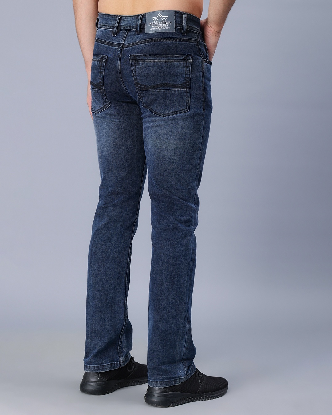 Buy Men's Dark Indigo Blue Washed Bootcut Jeans Online at Bewakoof