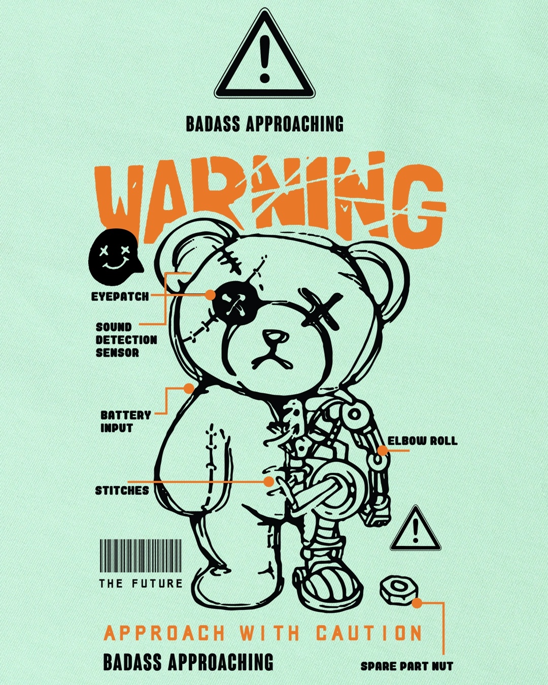 Buy Men's Green Approach With Caution Graphic Printed Oversized T-shirt ...