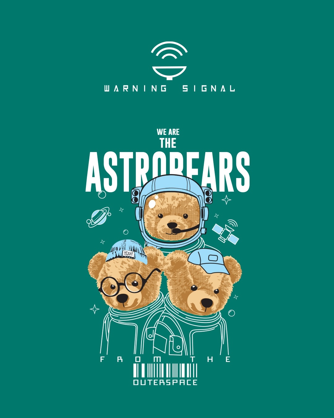 Buy Men's Green Astro Bear Graphic Printed Oversized T-shirt Online at Bewakoof