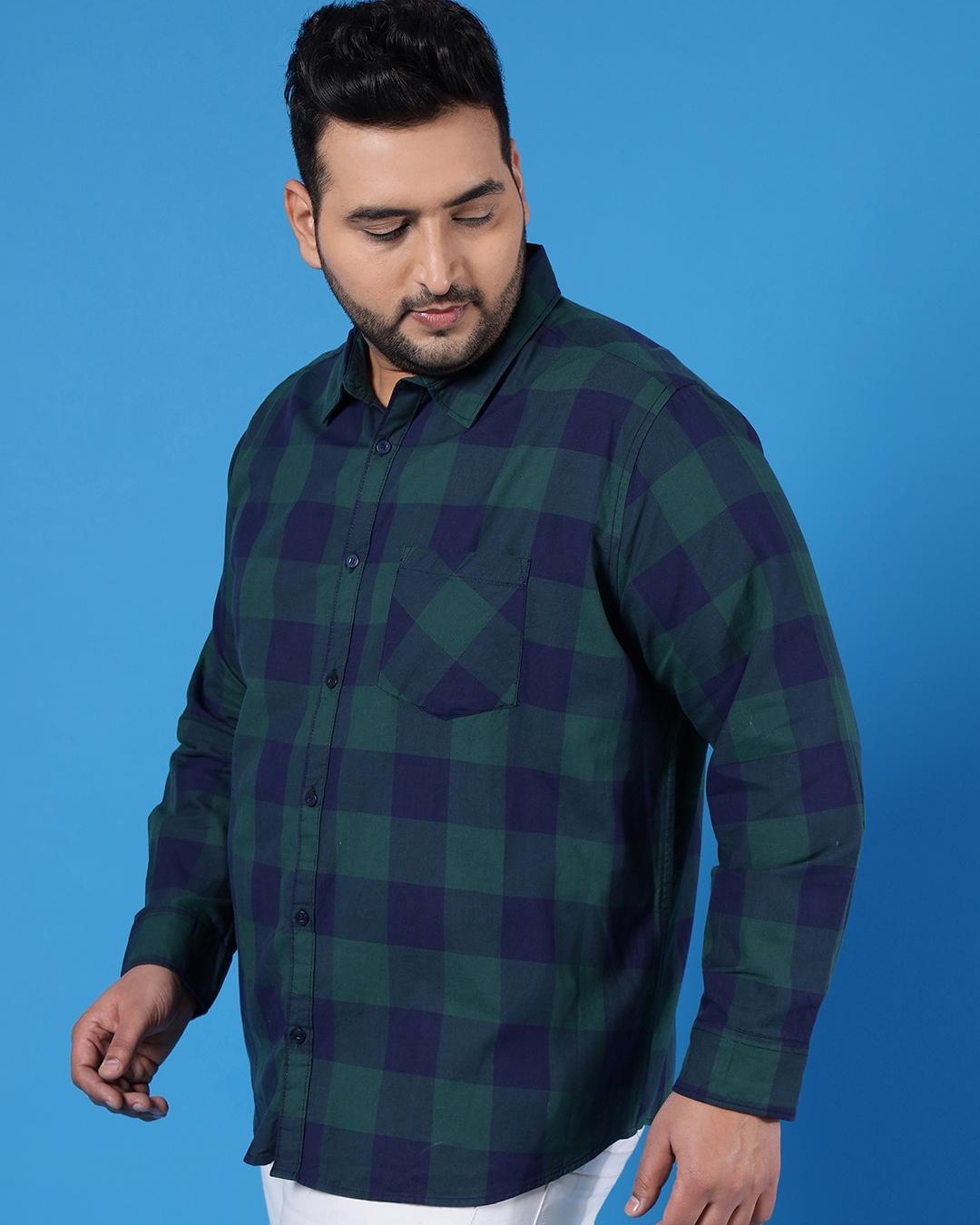 Buy Men's Green Checked Plus Size Shirt for Men Green Online at Bewakoof