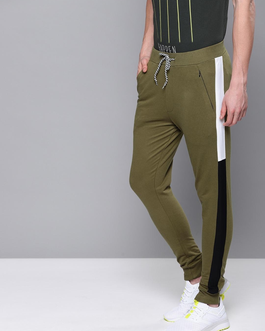 Buy Men's Green Color Block Joggers for Men Green Online at Bewakoof