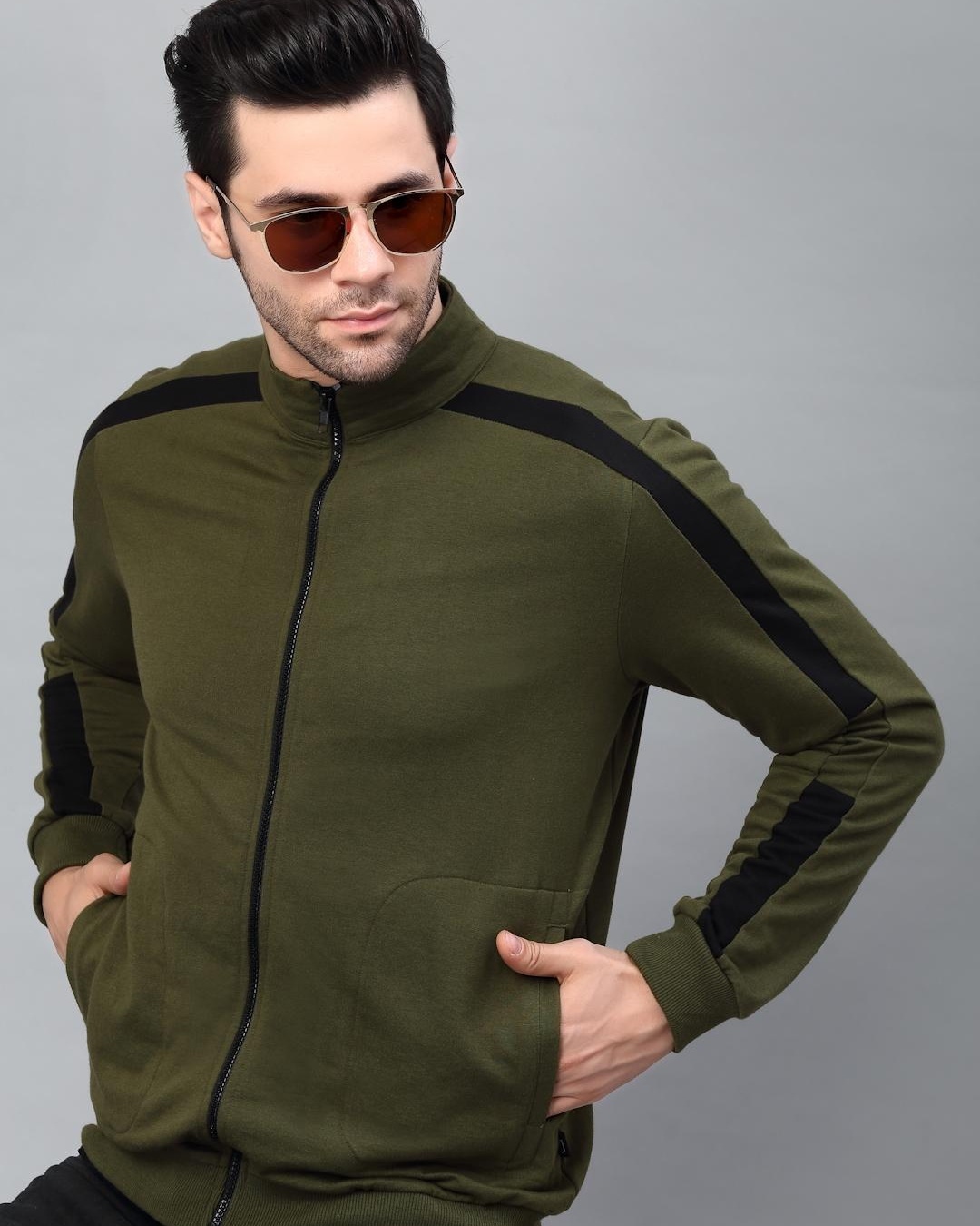 Buy Men's Green Color Block Slim Fit Jacket for Men Green Online at ...