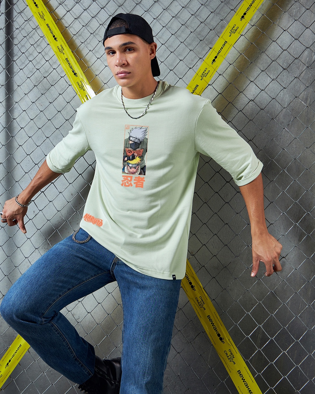 Buy Men's Green Sensei Graphic Print Oversized T-shirt Online at Bewakoof