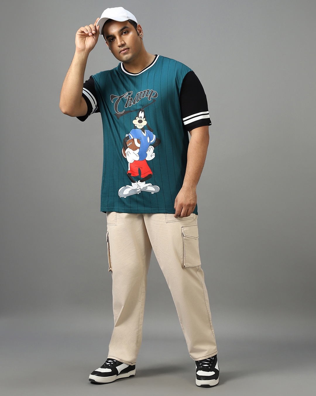 Buy Men's Green & Black Goofy Champ Graphic Printed Oversized Plus Size ... Buy Men's Green & Black Goofy Champ Graphic Printed Oversized Plus Size ...