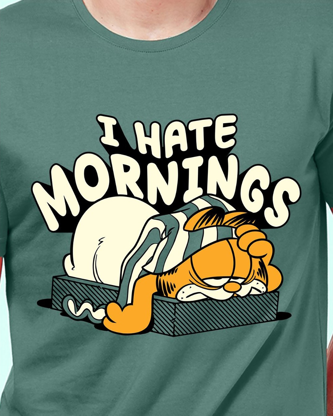 Buy Men's Green I Hate Mornings Graphic Printed T-shirt for Men Green ...