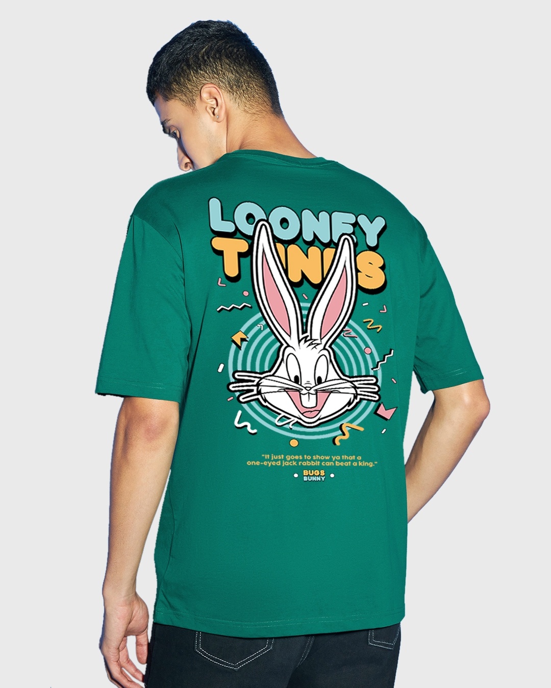 Buy Men's Green Looney Tunes Graphic Printed Oversized T-shirt Online ...