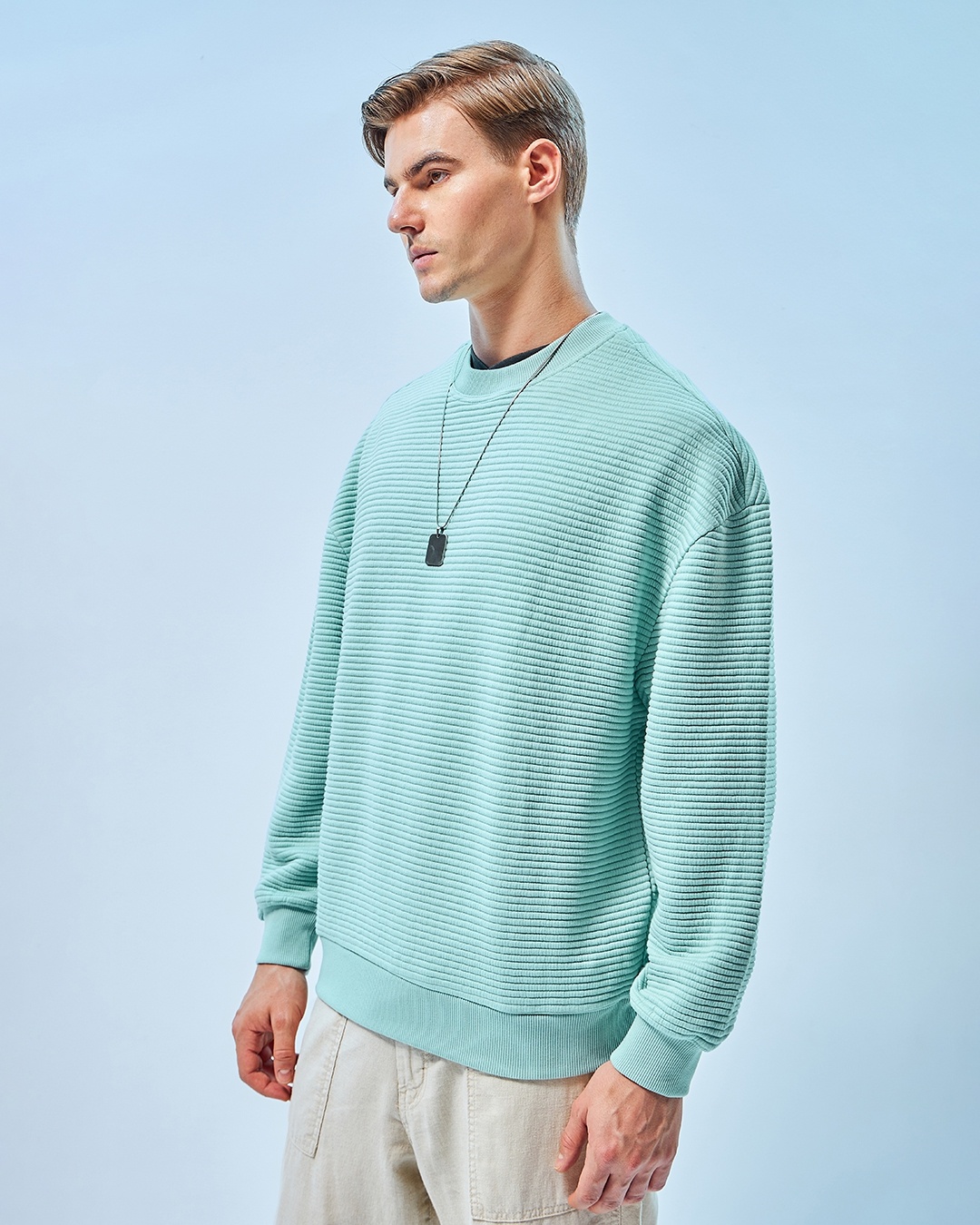 Buy Men's Cyan Oversized Sweatshirt Online at Bewakoof
