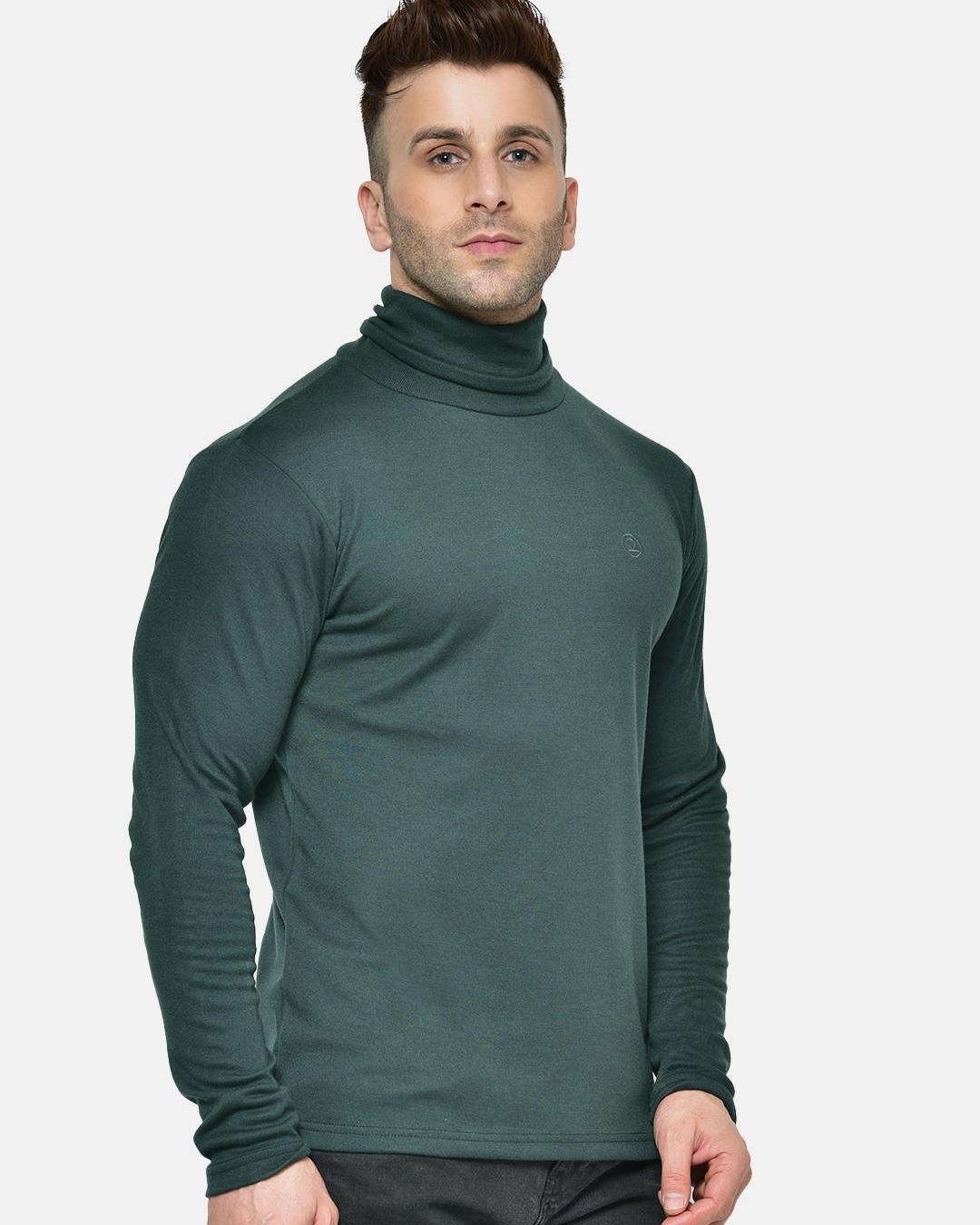 Buy Men's Green Turtle Neck T-shirt for Men Green Online at Bewakoof