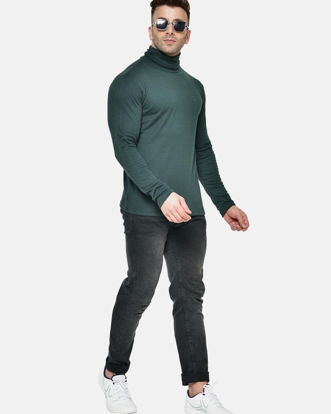 Buy Men's Green Turtle Neck T-shirt for Men Green Online at Bewakoof