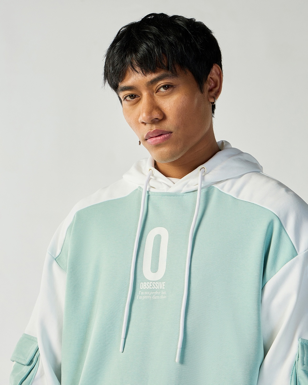 Buy Men's Green & White Color Block Oversized Hoodies Online at Bewakoof