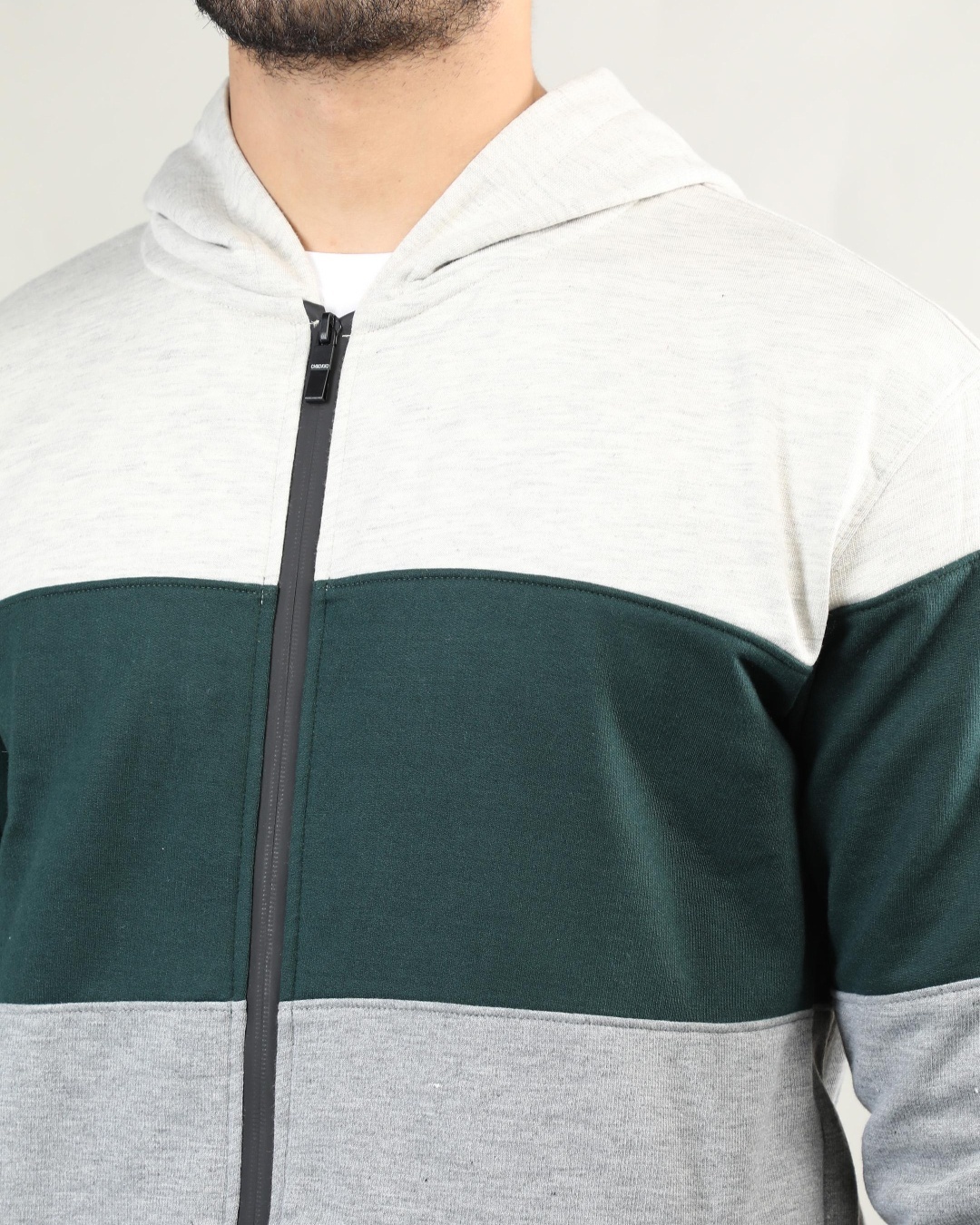 Buy Men's Grey & Green Color Block Hooded Jacket for Men Grey Online at ...